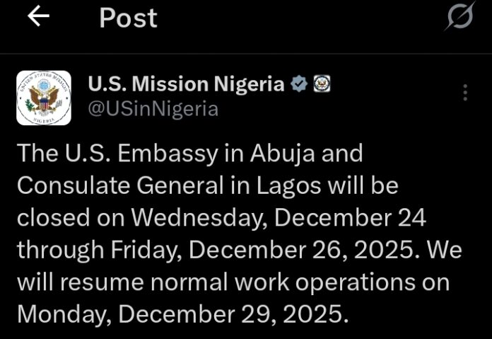 US embassy announces closure of Abuja branch , Lagos consulate general ...